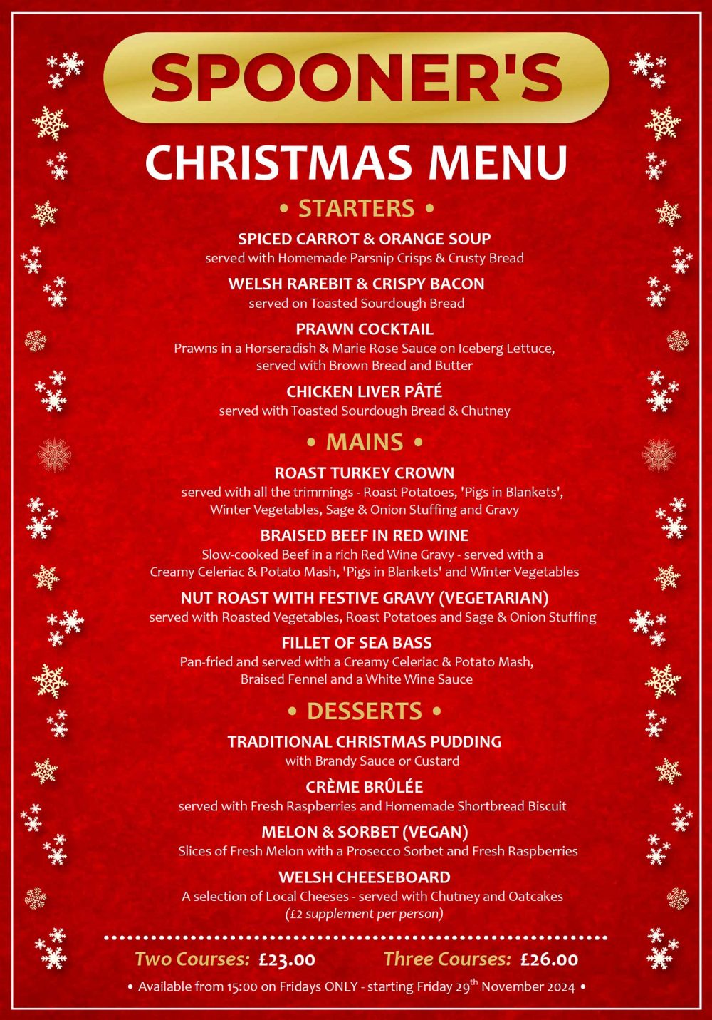 Spooner's Christmas Menu now available! - Ffestiniog & Welsh Highland ...